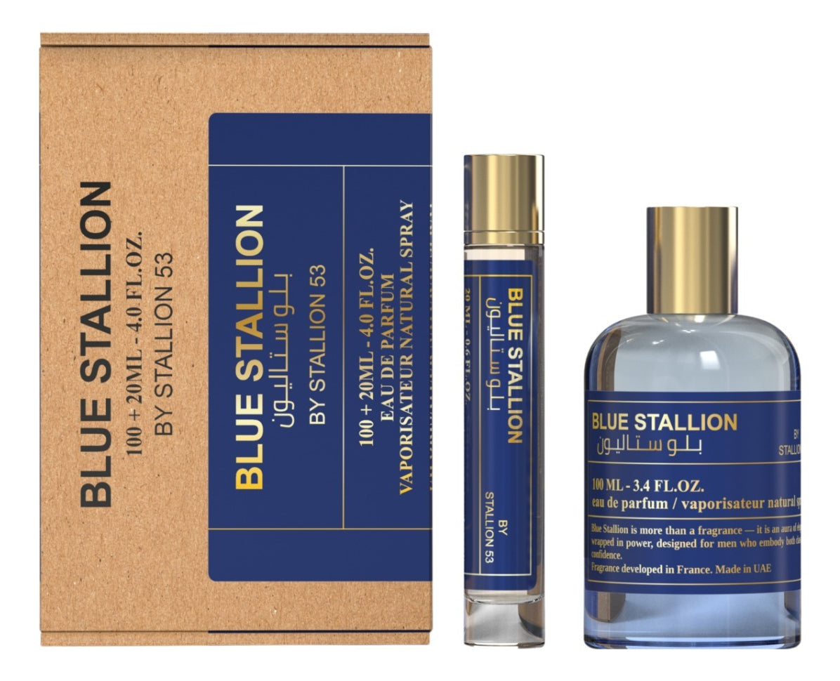 Blue stallion by Stallion 53 100ml + 20ml free – Mubarak Perfumes
